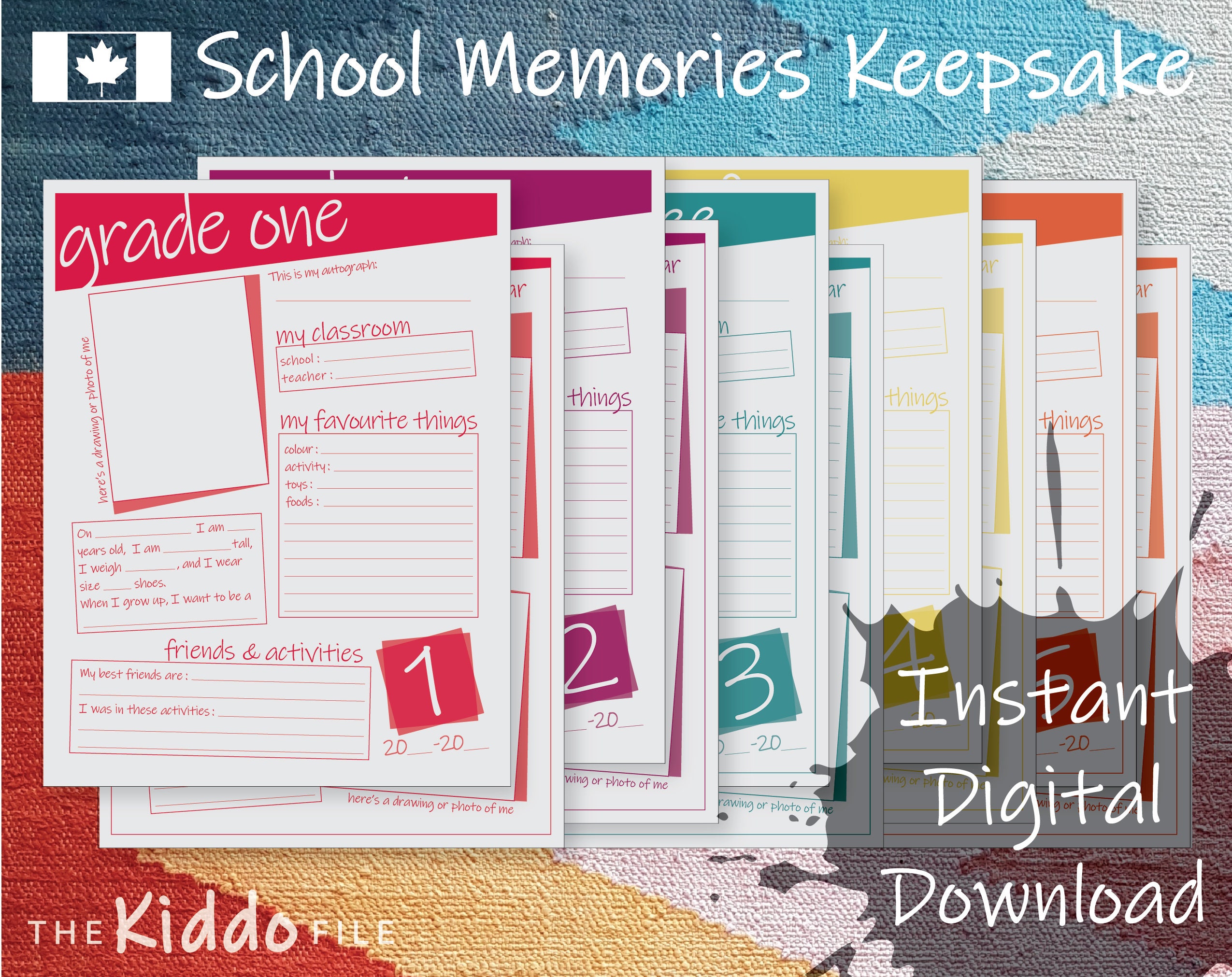 Kids Keepsake Box Canadian Printable School Memory File Folder or Album ...