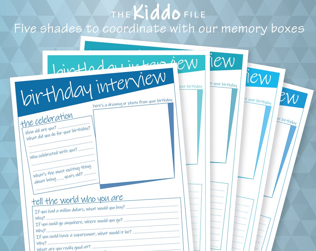Birthday Interview Yearly Printable Keepsake Memory Album - the Blues ...