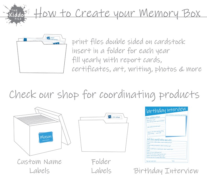 School Memory Box Printable Keepsake File Folder Insert Pages | Etsy
