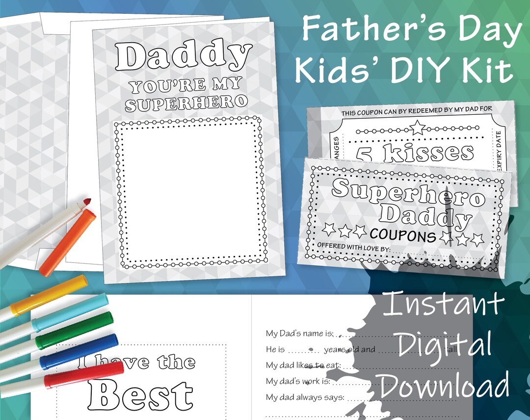 DIY Printable Father's Day Gift From Kids 3 Piece Activity Craft Kit ...