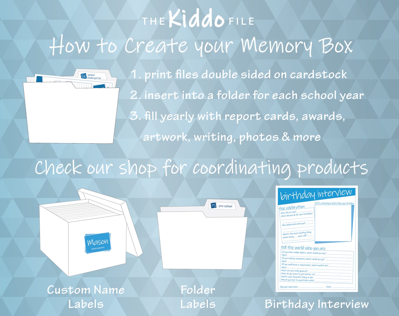 School Memory Box Printable Keepsake File Folder Insert Pages | Etsy