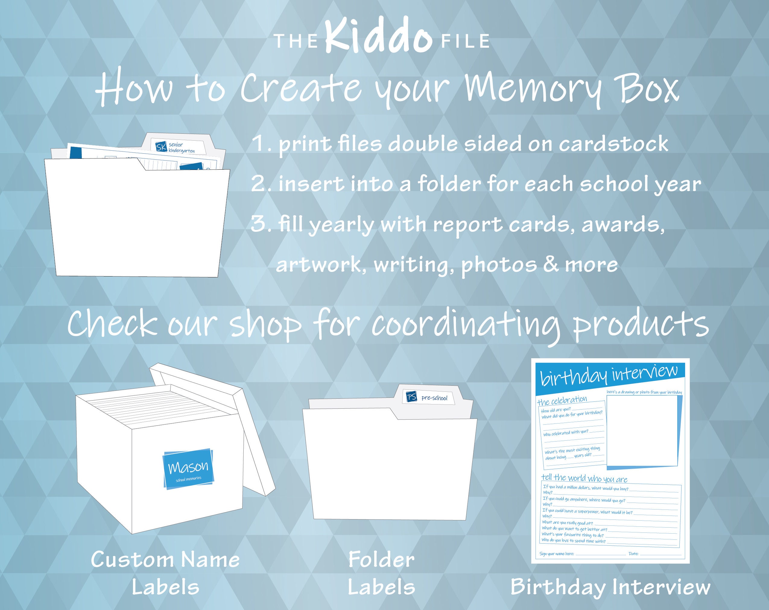 School Memory Box Printable Keepsake File Folder Insert Pages | Etsy