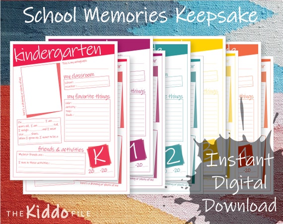 US Printable Kids Yearly School Memory Page School File Box - Etsy Canada