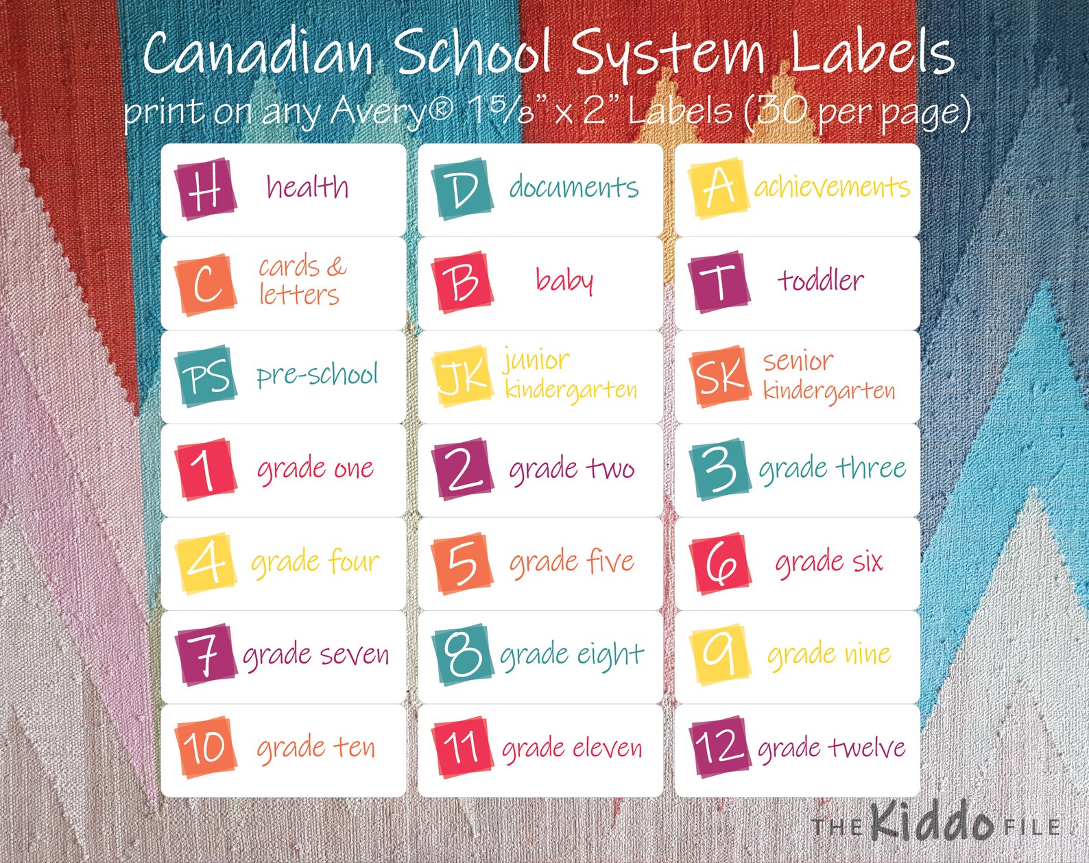 Milestone Tote School Years File Folder Labels for Kid's Keepsakes and ...