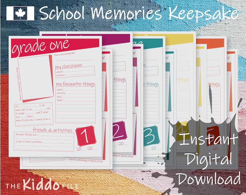 Canadian School Memory Box Printable Keepsake File Folder Insert Pages ...