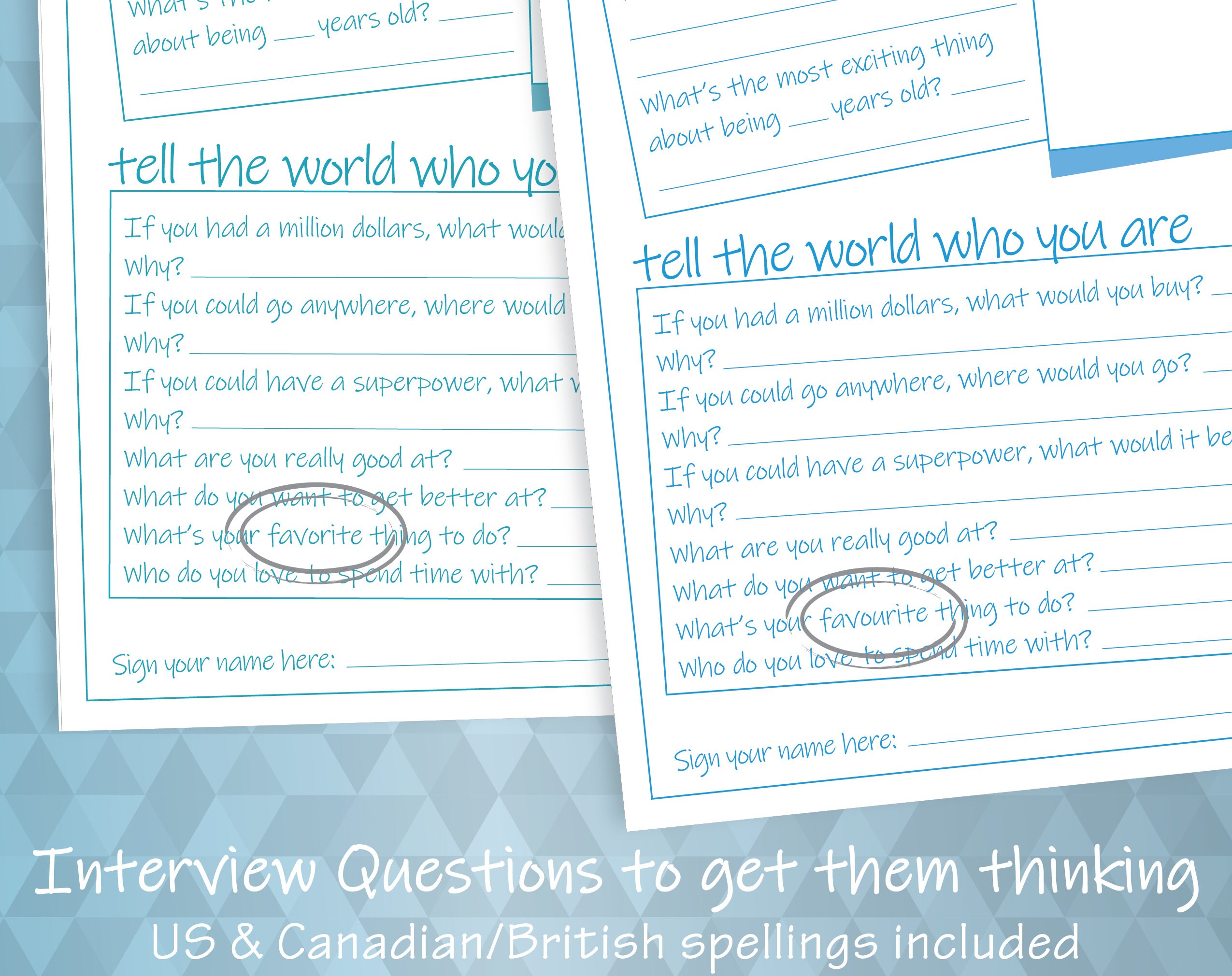 Birthday Interview Yearly Printable Keepsake Memory Album - the Blues ...