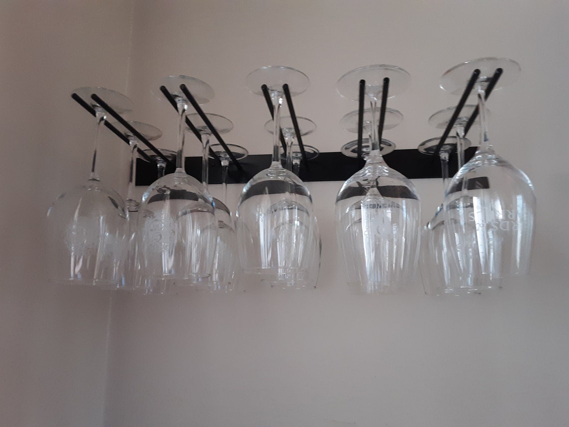 Metal Wine Glass Rack Holds 15 Glasses Wall Mounted | Etsy