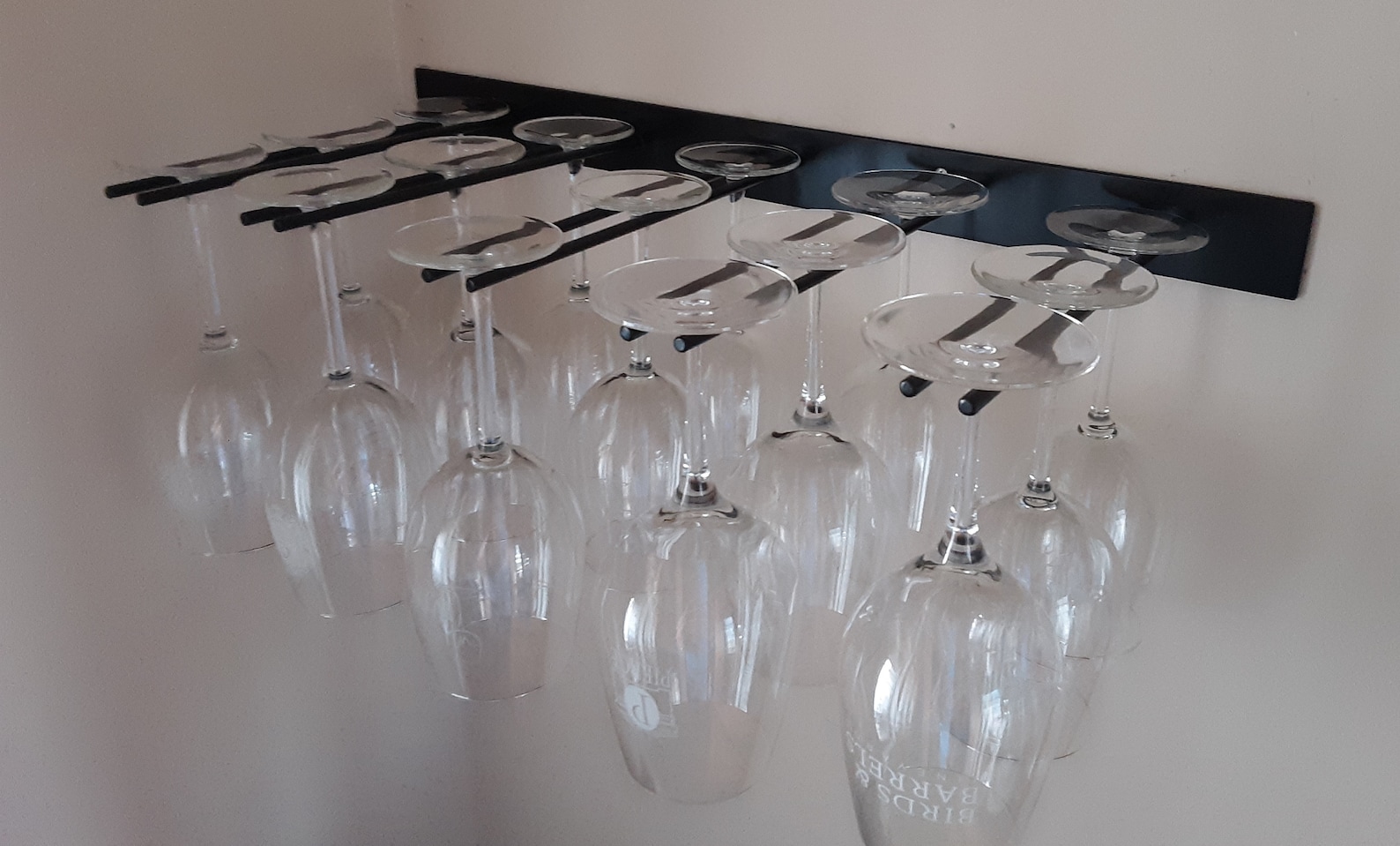 Metal Wine Glass Rack, Holds 15 Glasses, Wall Mounted - Etsy