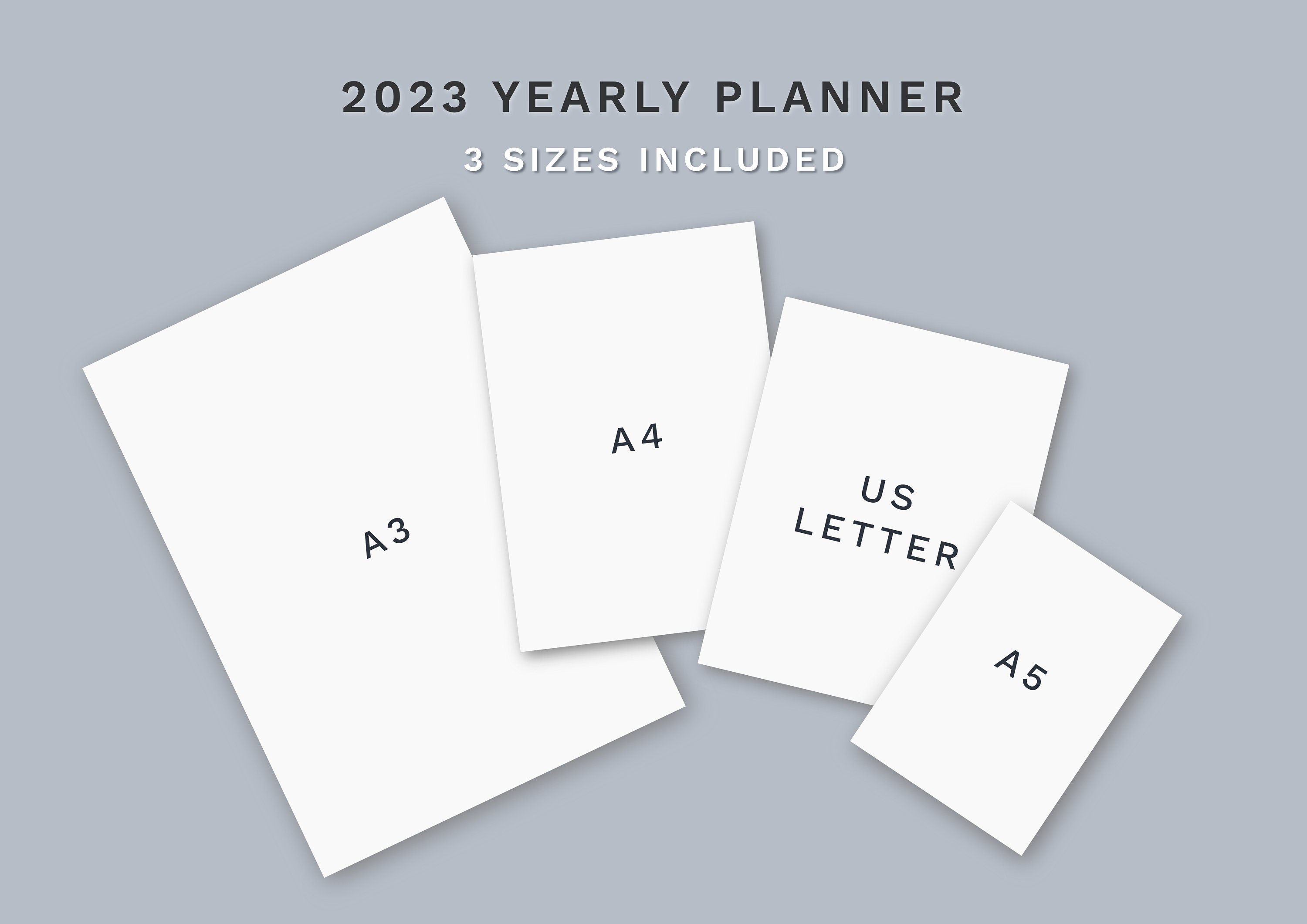 Minimalist Yearly Planner 2023 · A3, A4, A5 & Letter · Cute A3 Calendar ...