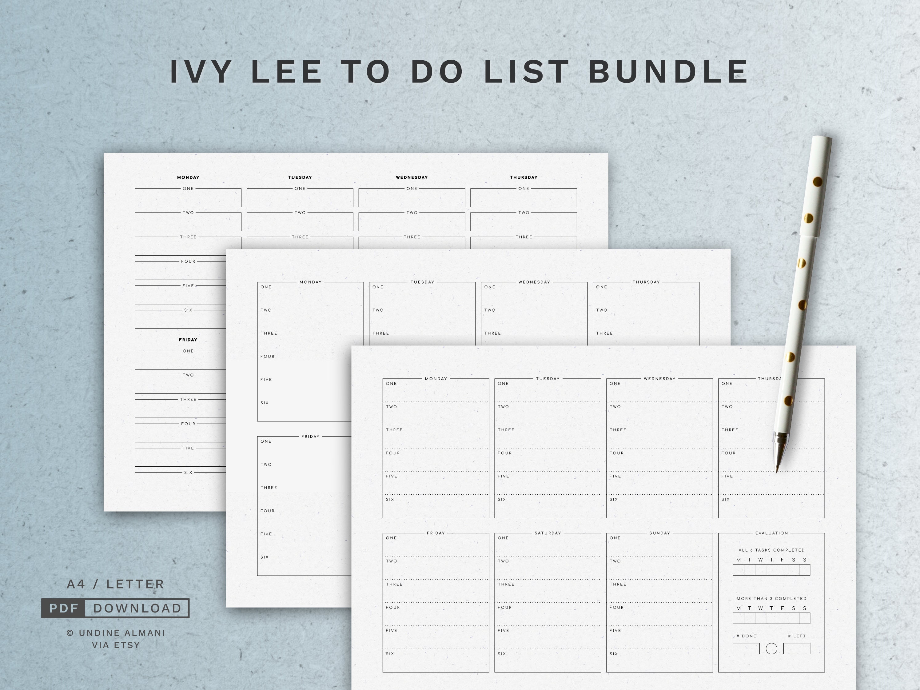 Minimalist Ivy Lee to Do List · Ivy Lee Method -inspired Productivity ...