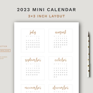 2023 Mini Calendar · Printable PDF · 3×3 and 2×2 Layout · Handlettering ...