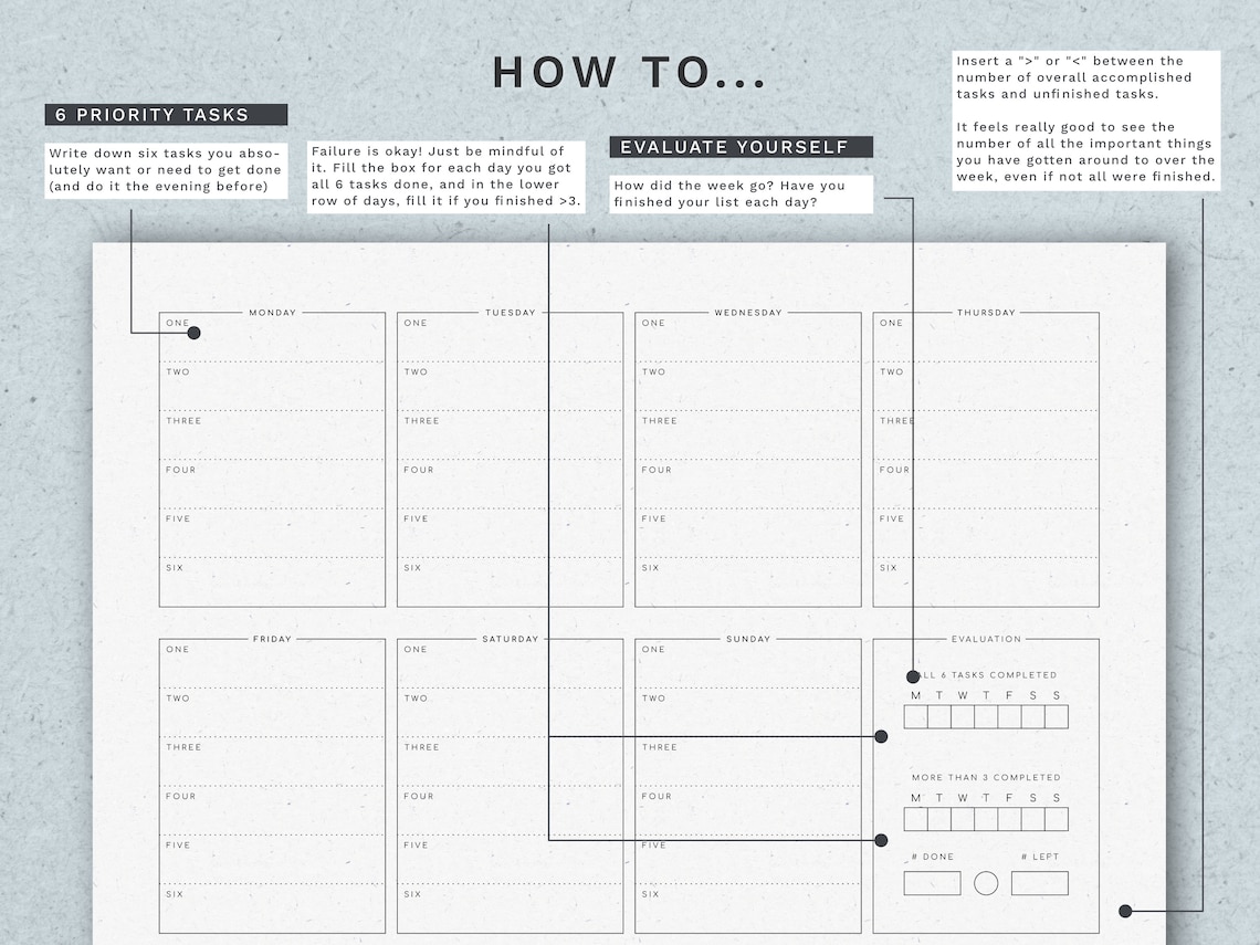 Ivy Lee Method Worksheet · Ivy Lee-inspired Productivity Planner · A4 ...