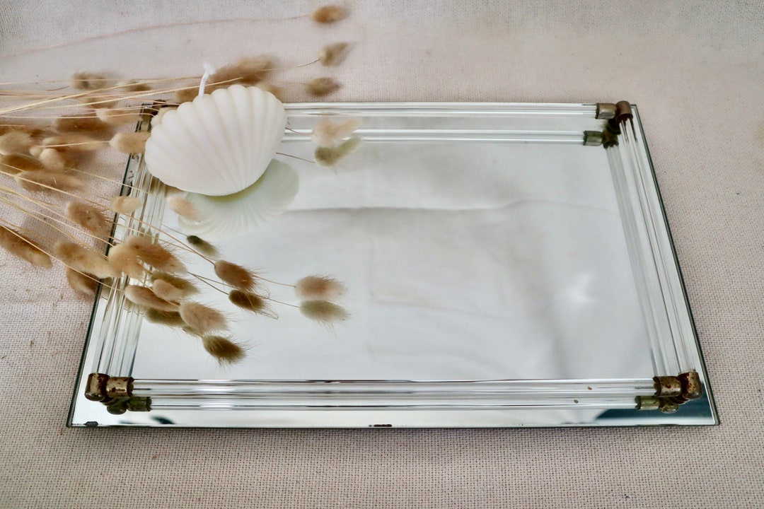 Vintage MCM Glass Vanity Mirror Tray - Etsy