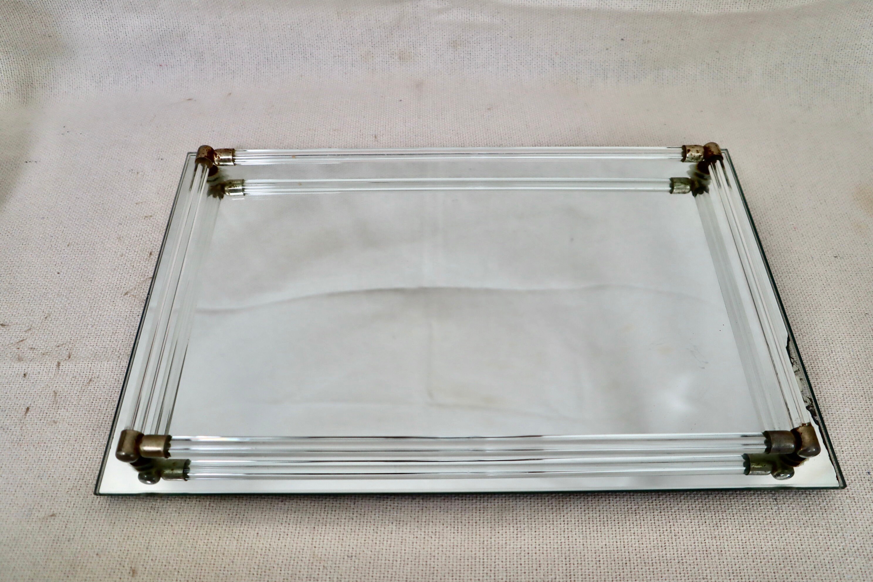 Vintage MCM Glass Vanity Mirror Tray - Etsy