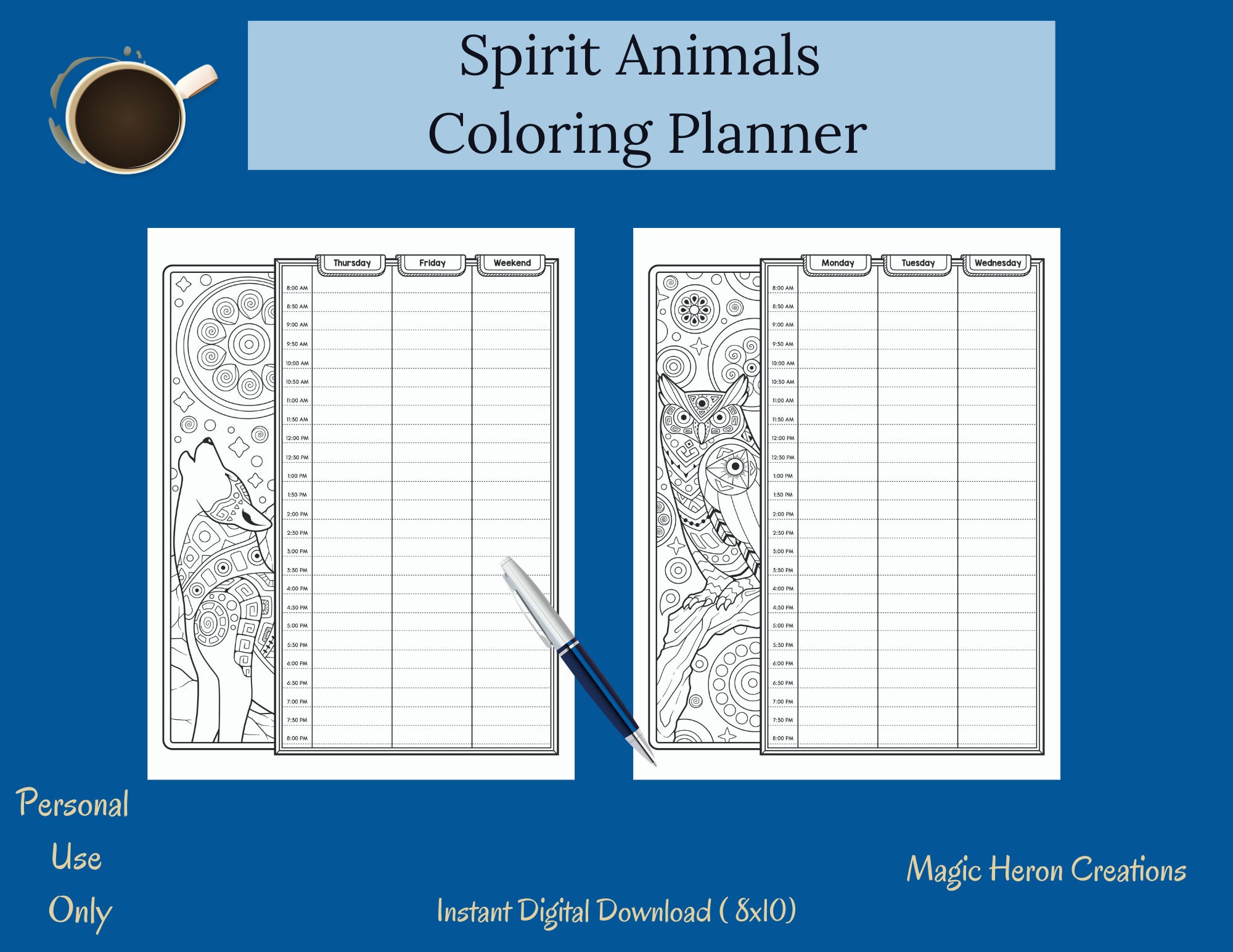 Spirit Animals Coloring Pages Planner Journal, Guía de animales, Animal ...