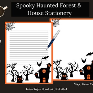 Halloween Spooky Haunted Forest and House Stationery Writing Paper ...