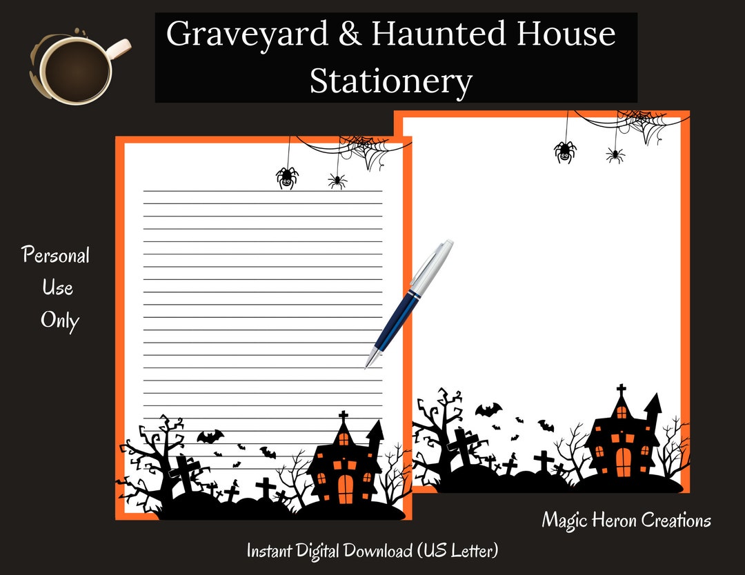 Halloween Graveyard Cemetery Scene Bats and Spooky Haunted House ...