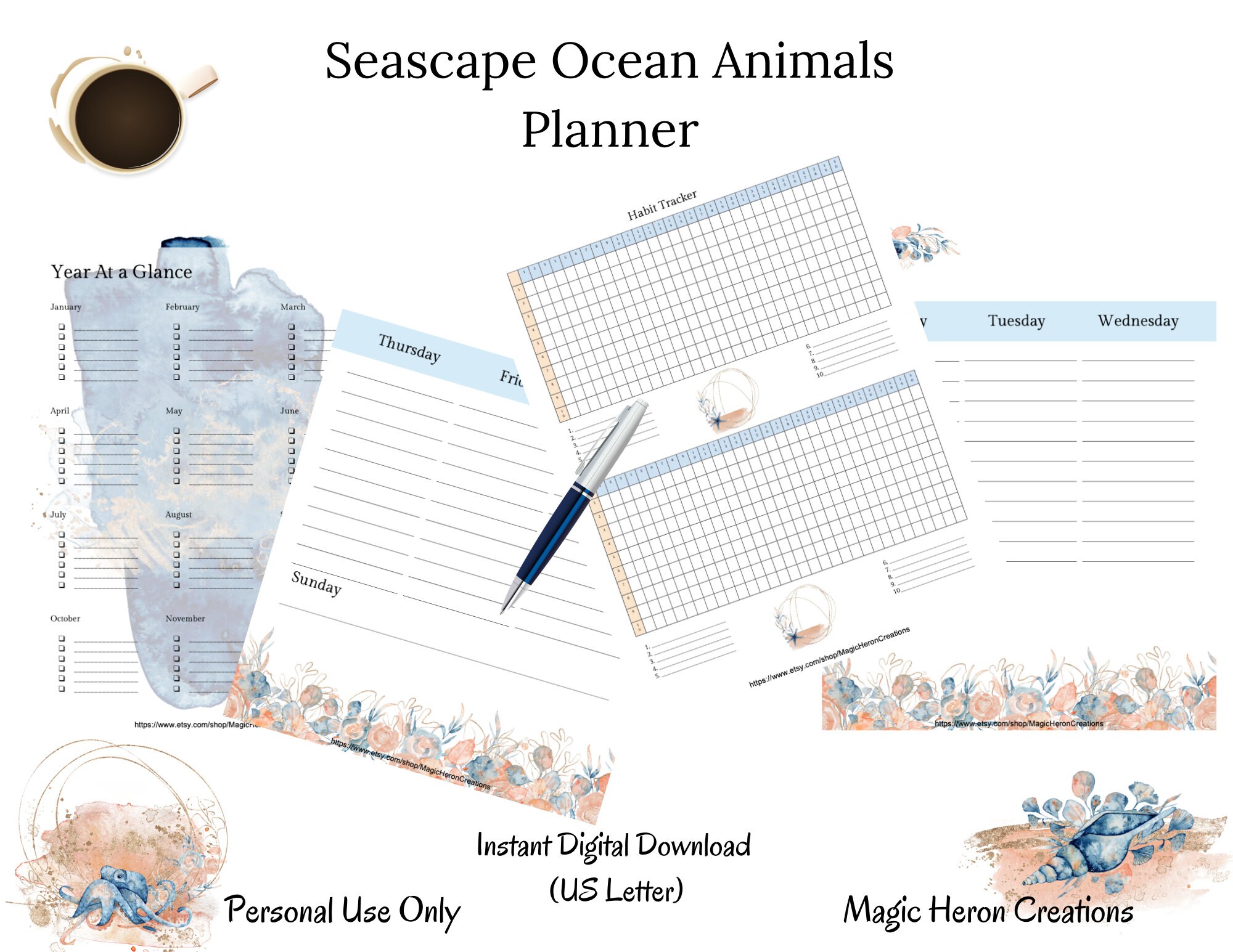 Printable Weekly Planner Monday Start Planner Calendars Work Planner ...