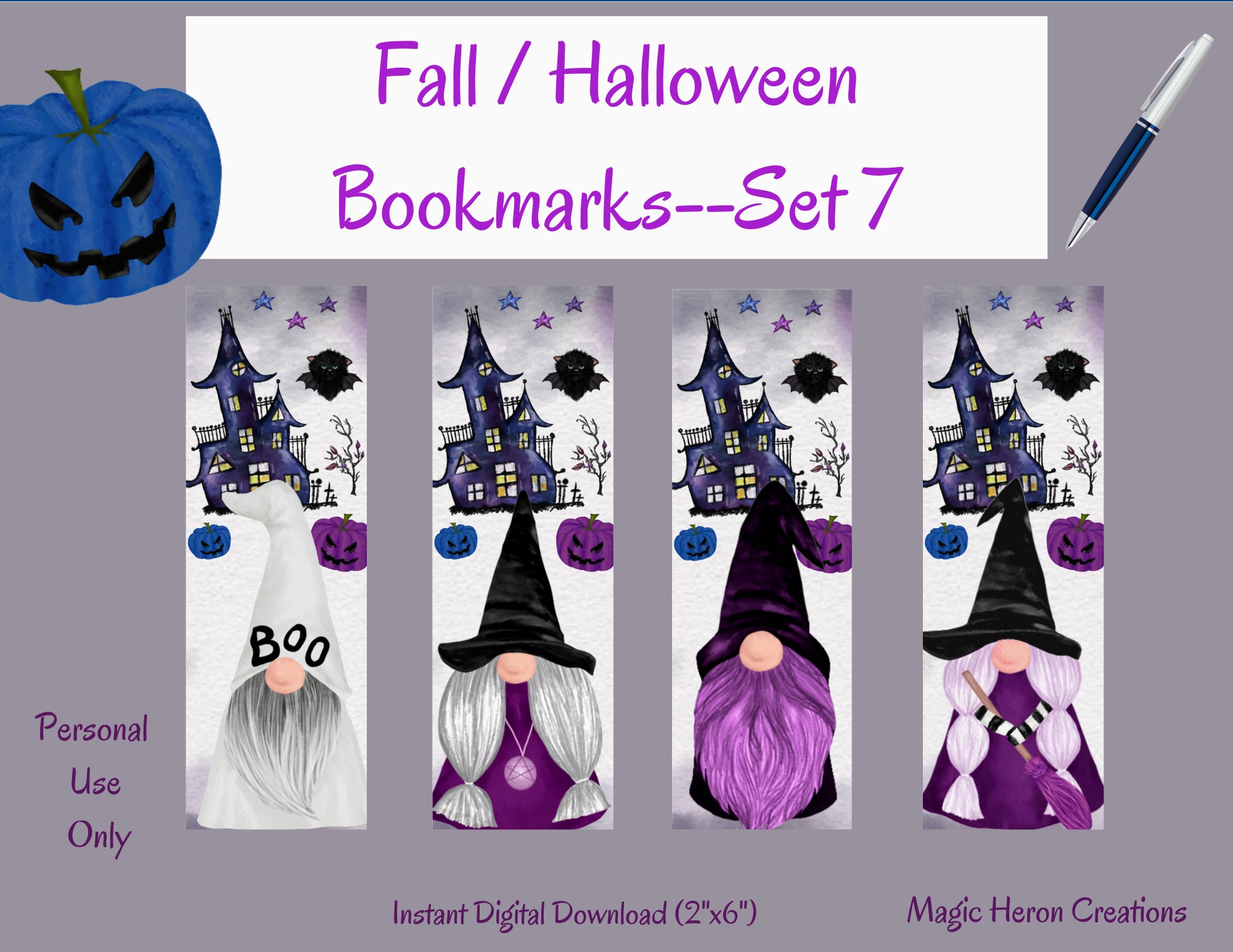 Gnome Bookmark, for Halloween Gnome Journal, Halloween Printable ...