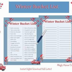 Winter Bucket List Printable, Winter Things, Winter to Do List, Fun ...