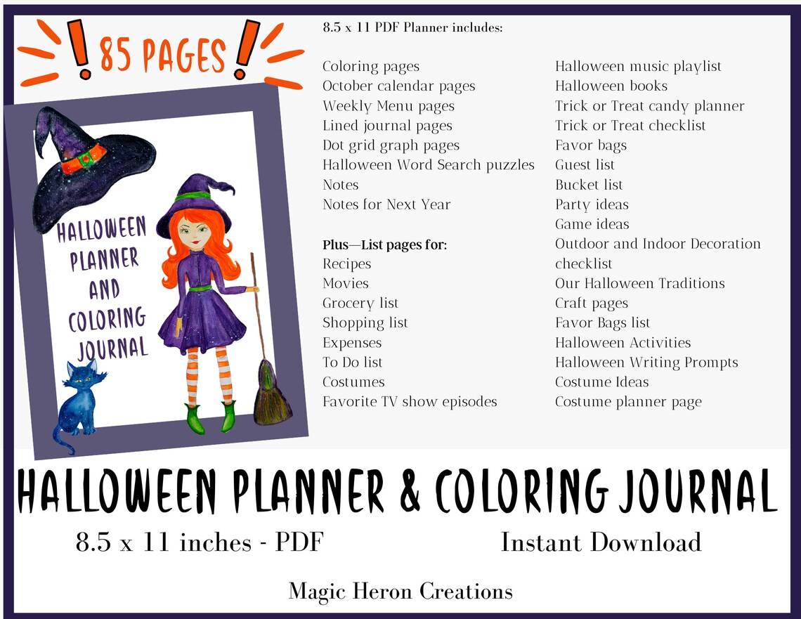 Halloween / Samhain Planner & Coloring Journal, Printable Holiday ...