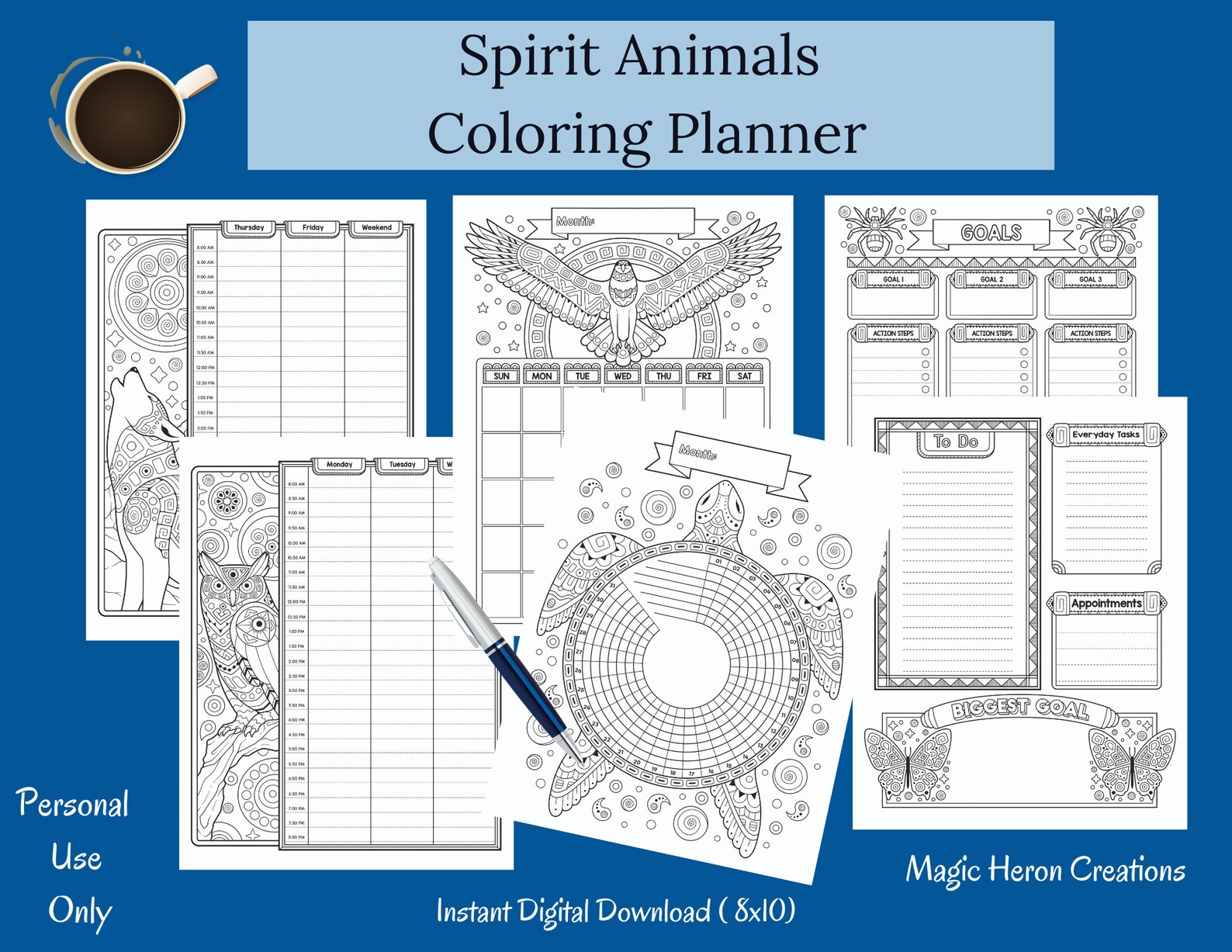 Spirit Animals Coloring Journal, Animal Guide, Spirit Totem Animal ...