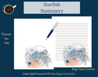 Seashell Watercolor Printable Letter Writing Paper | Etsy