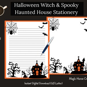 Halloween Witch and Spooky Haunted House Stationery Writing Paper ...
