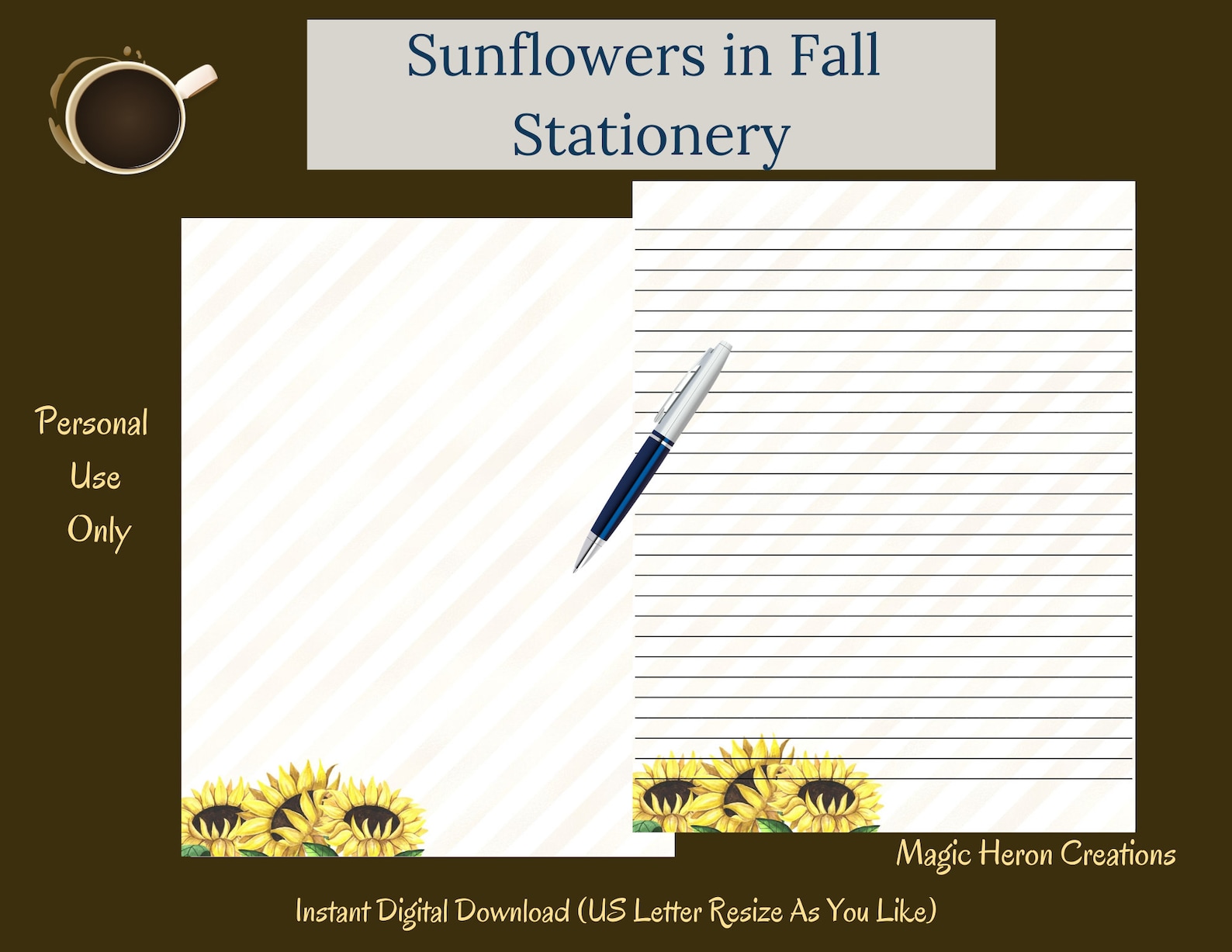 Letter Writing – Sunflowers in Fall / Autumn Printable Stationery ...