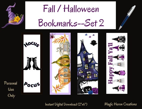 Halloween Bookmarks Printable for Halloween Gnome Journal - Etsy