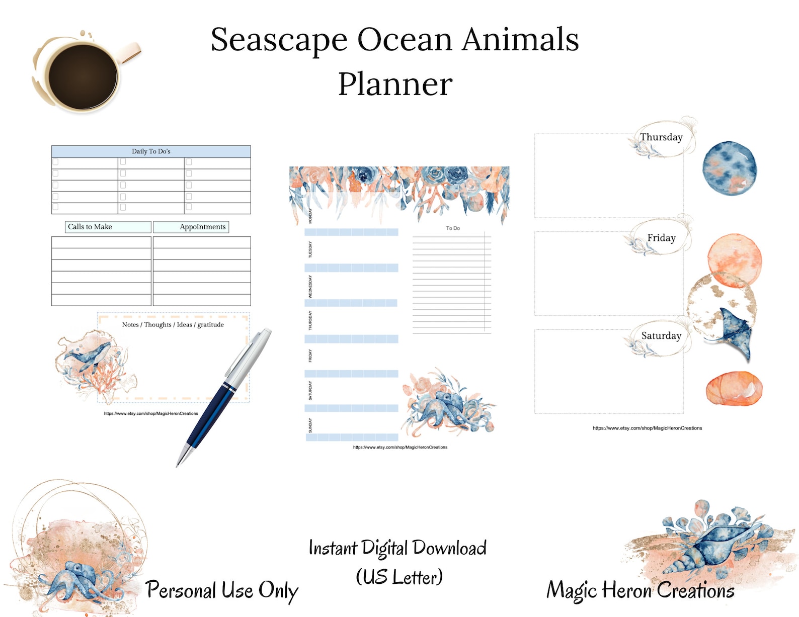 Printable Weekly Planner Monday Start Planner Calendars Work Planner ...