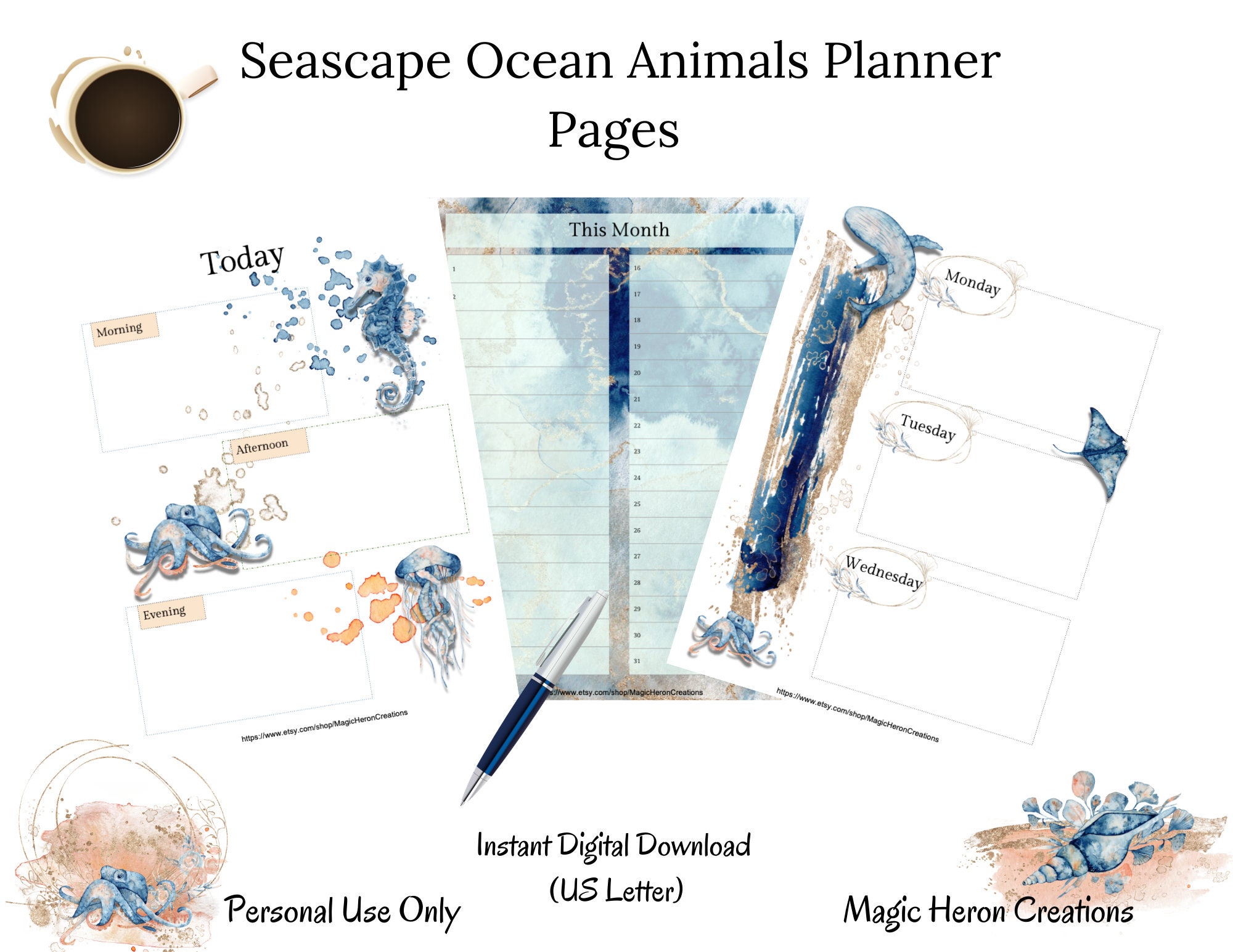 Printable Weekly Planner Monday Start Planner Calendars Work Planner ...