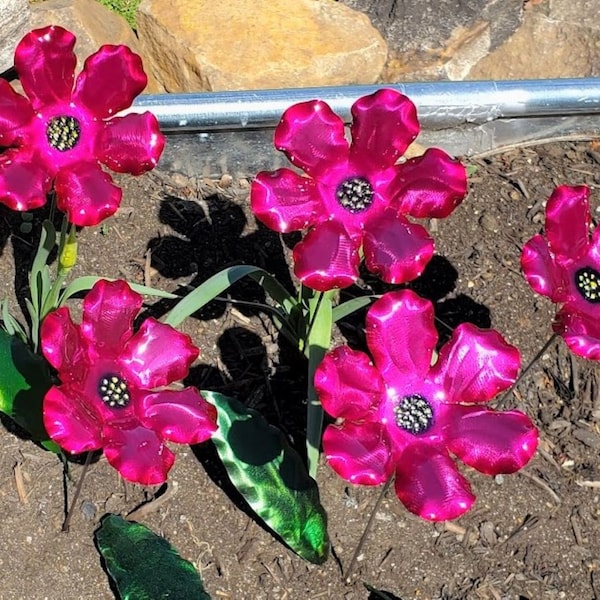 Pink Metal Flowers - Etsy