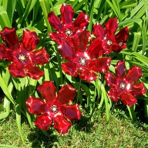 Poppie's Red Collection: Gorgeous Metal Flower Stake, Garden Art, Gift ...