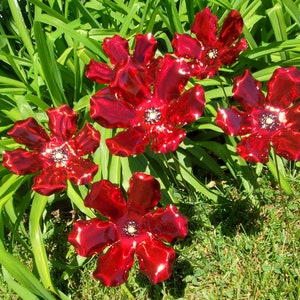 Poppie's Red Collection: Gorgeous Metal Flower Stake, Garden Art, Gift ...