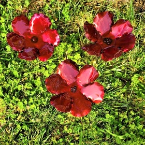 Poppie's Red Collection: Gorgeous Metal Flower Stake, Garden Art, Gift ...