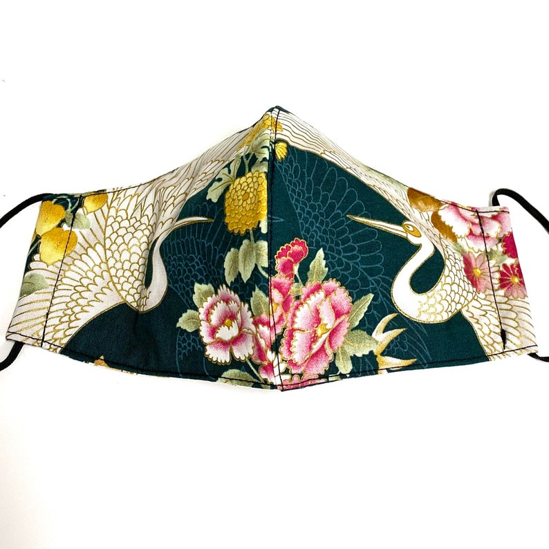 Crane face mask green crane mask 3 layers fabric mask | Etsy