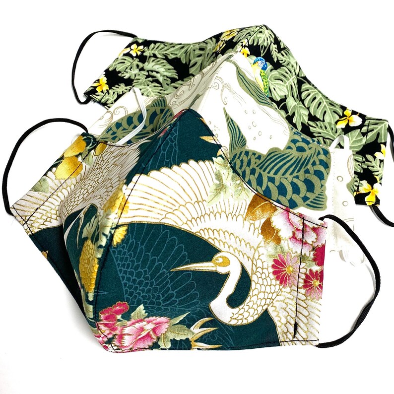 Crane face mask green crane mask 3 layers fabric mask | Etsy