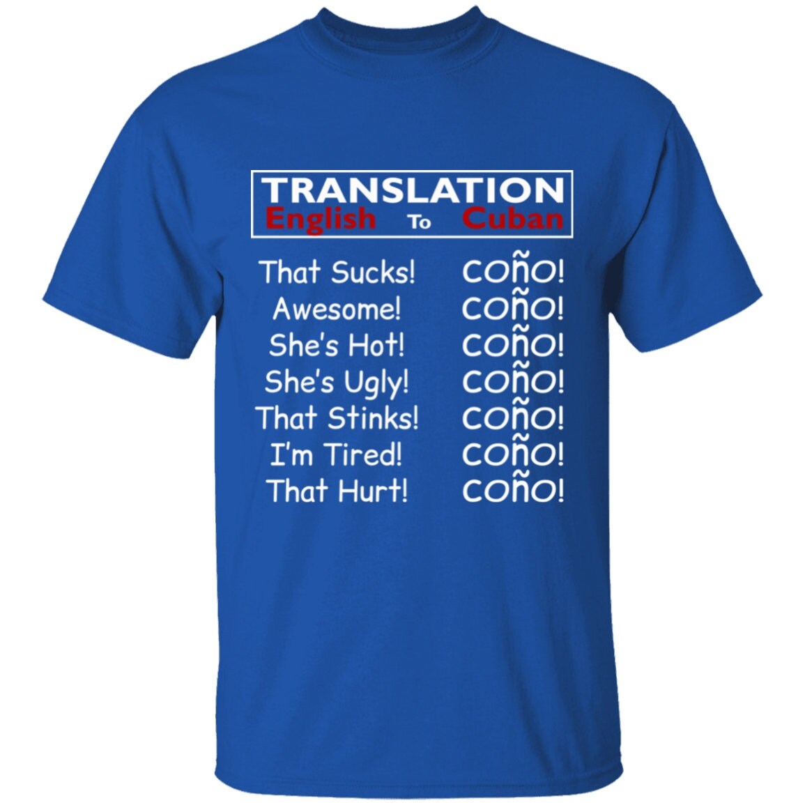 Funny Cuban Coño English to Cuban Bilingual T-shirt, Cuba Tee, Camiseta ...