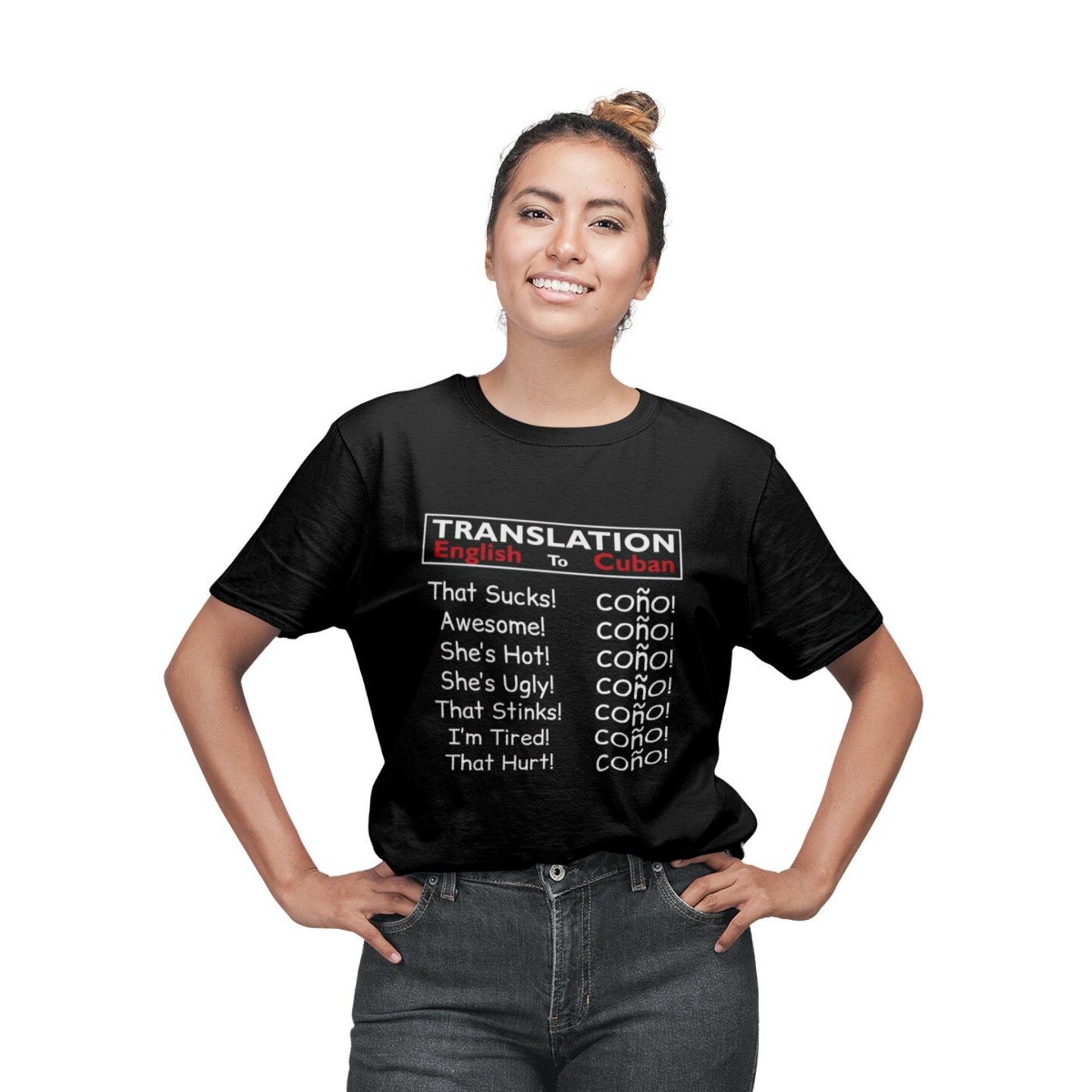 Funny Cuban Coño English to Cuban Bilingual T-shirt, Cuba Tee, Camiseta ...