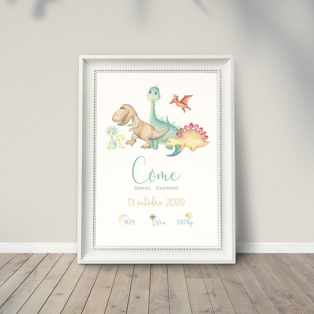 Birth Poster Dinosaurs Child Poster - Etsy