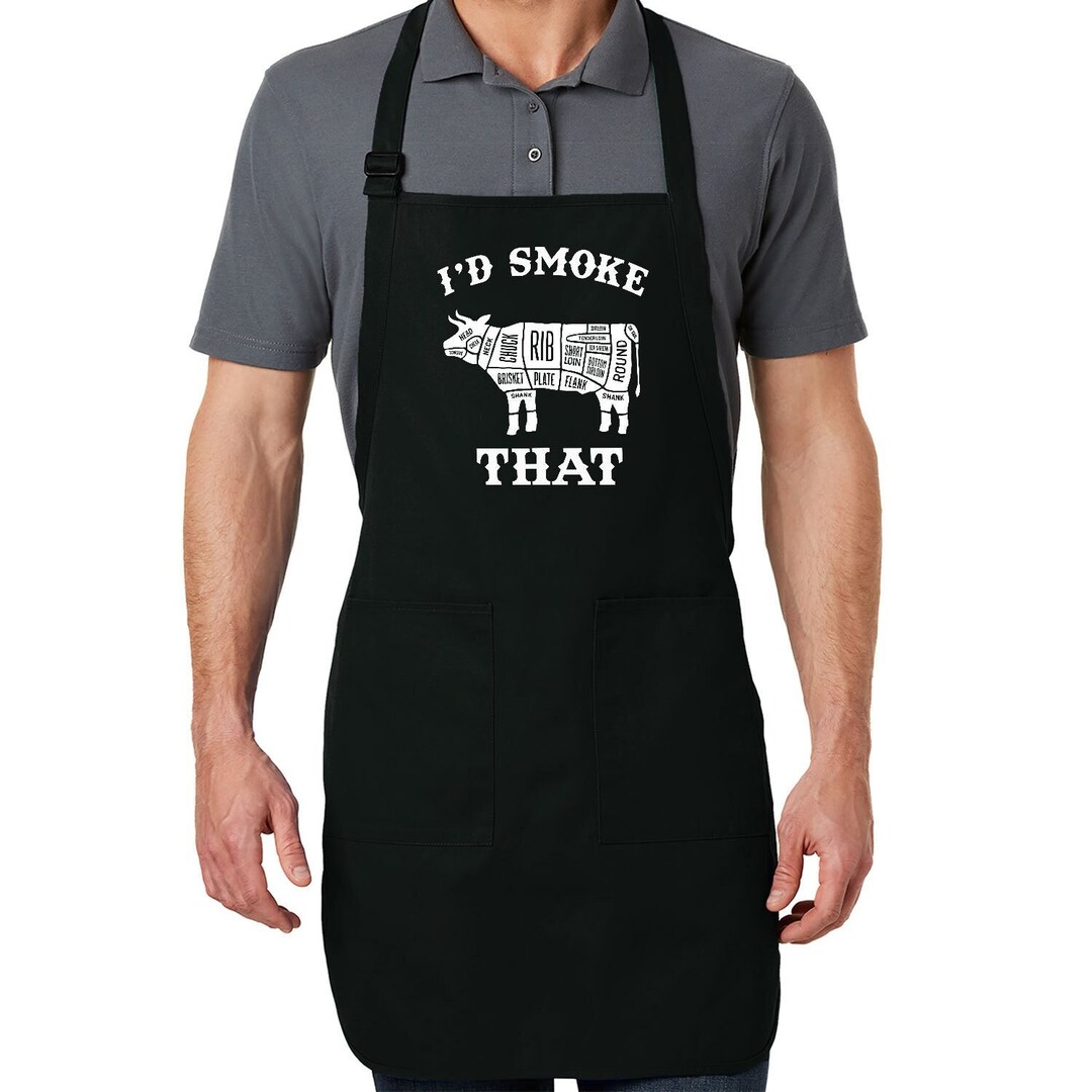 I'd Smoke That Beef Apron, Grill Dad Apron Fathers Day Gift Custom ...