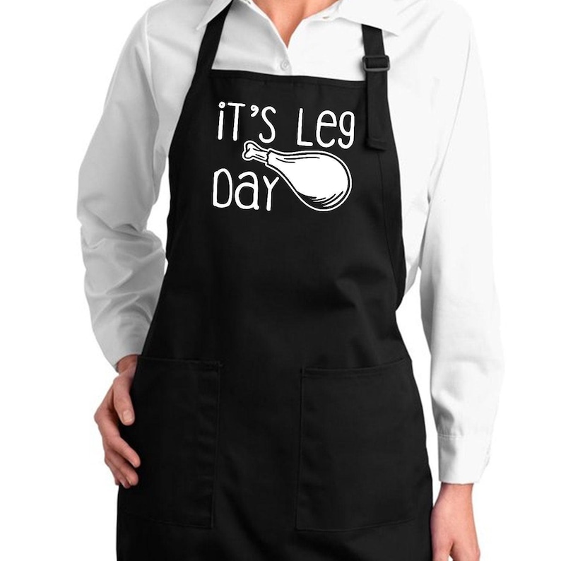 It's Leg Day Apron, Thanksgiving Custom Kitchen Apron Pockets Apron ...
