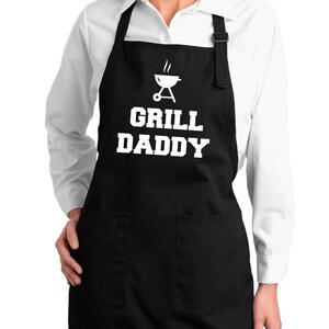Grill Daddy Apron Funny Dad Custom Kitchen Apron Gift Full-length Funny ...