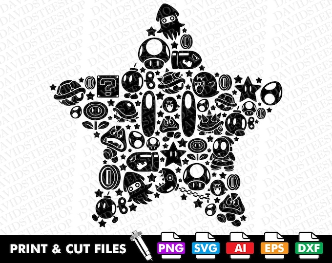 Mario Star SVG for Craft Machines Cricut Cameo Silhouette - Etsy Canada