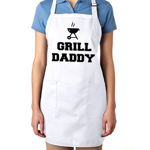 Grill Daddy Apron Funny Dad Custom Kitchen Apron Gift Full-length Funny ...