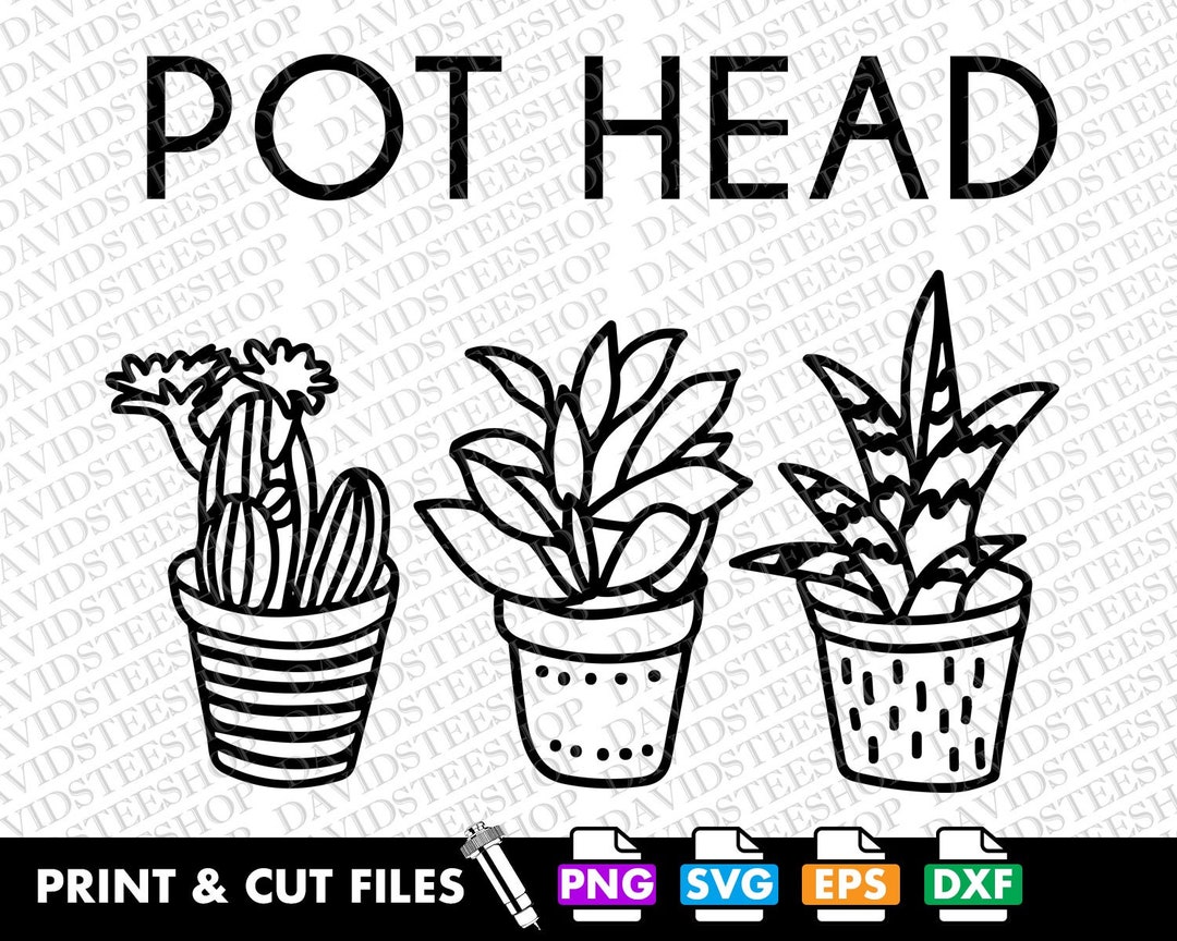 Cactus Svg Pot Head Svg Vector Cut File Clipart Download for Cricut ...
