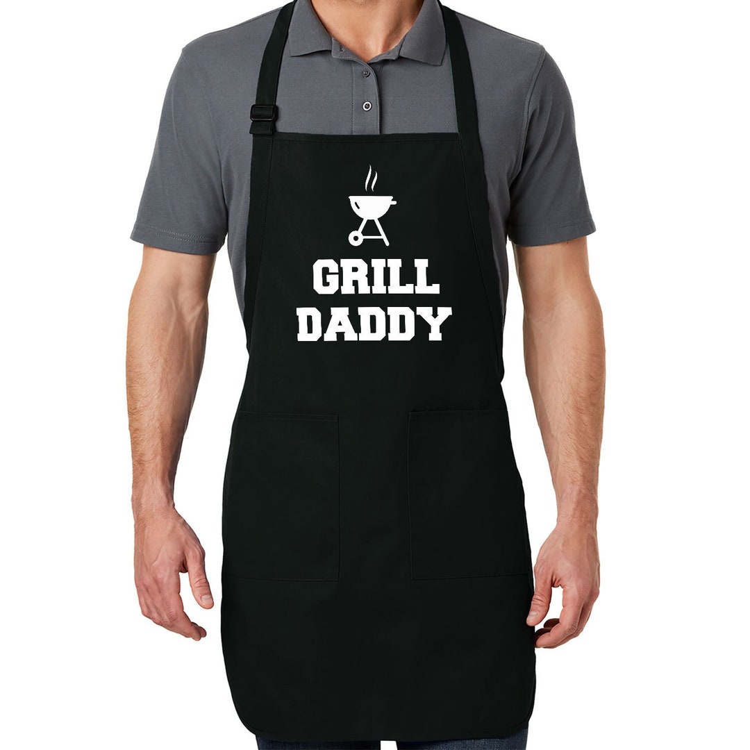 Grill Daddy Apron Funny Dad Custom Kitchen Apron Gift Full-length Funny ...