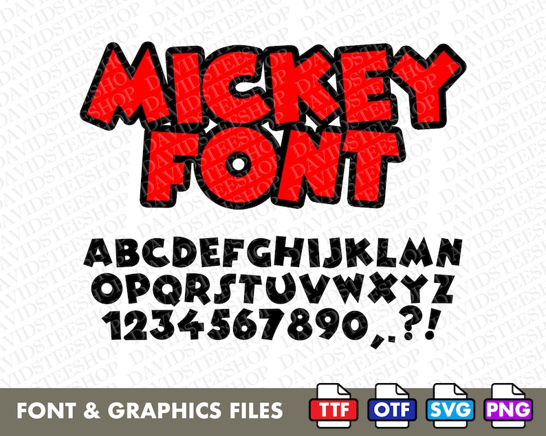 Mickey Mouse Alphabet Font, Vector Cut File (ttf, Otf, Svg, Png) - Etsy