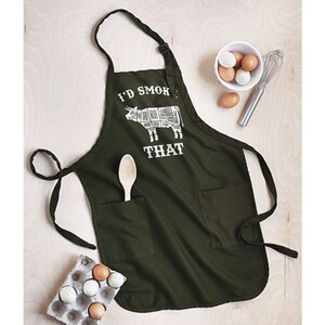 I'd Smoke That Beef Apron, Grill Dad Apron Fathers Day Gift Custom ...